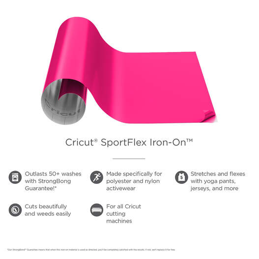 Neon-Pink Cricut SportFlex Iron-On Heat Transfer Vinyl (HTV)