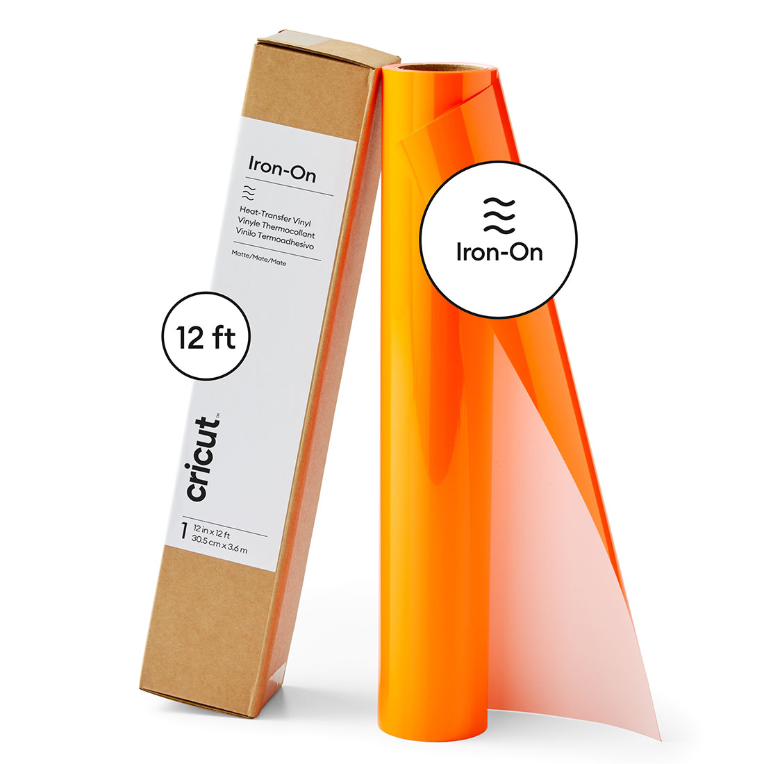 Neon-Orange Cricut 12 ft Iron-On Heat Transfer Vinyl (HTV)