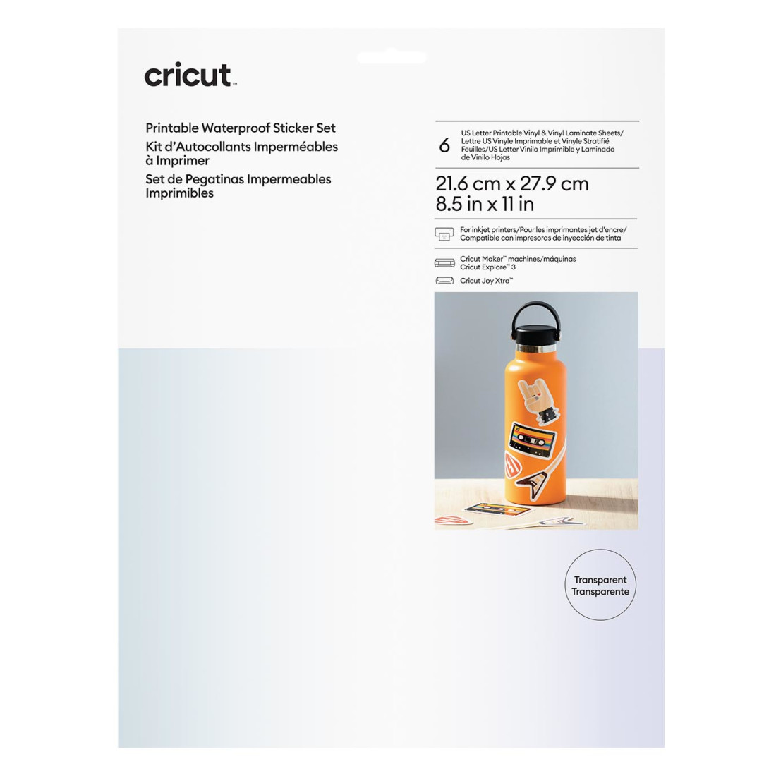 Transparent Cricut Waterproof Sticker Set - 6 Sheets