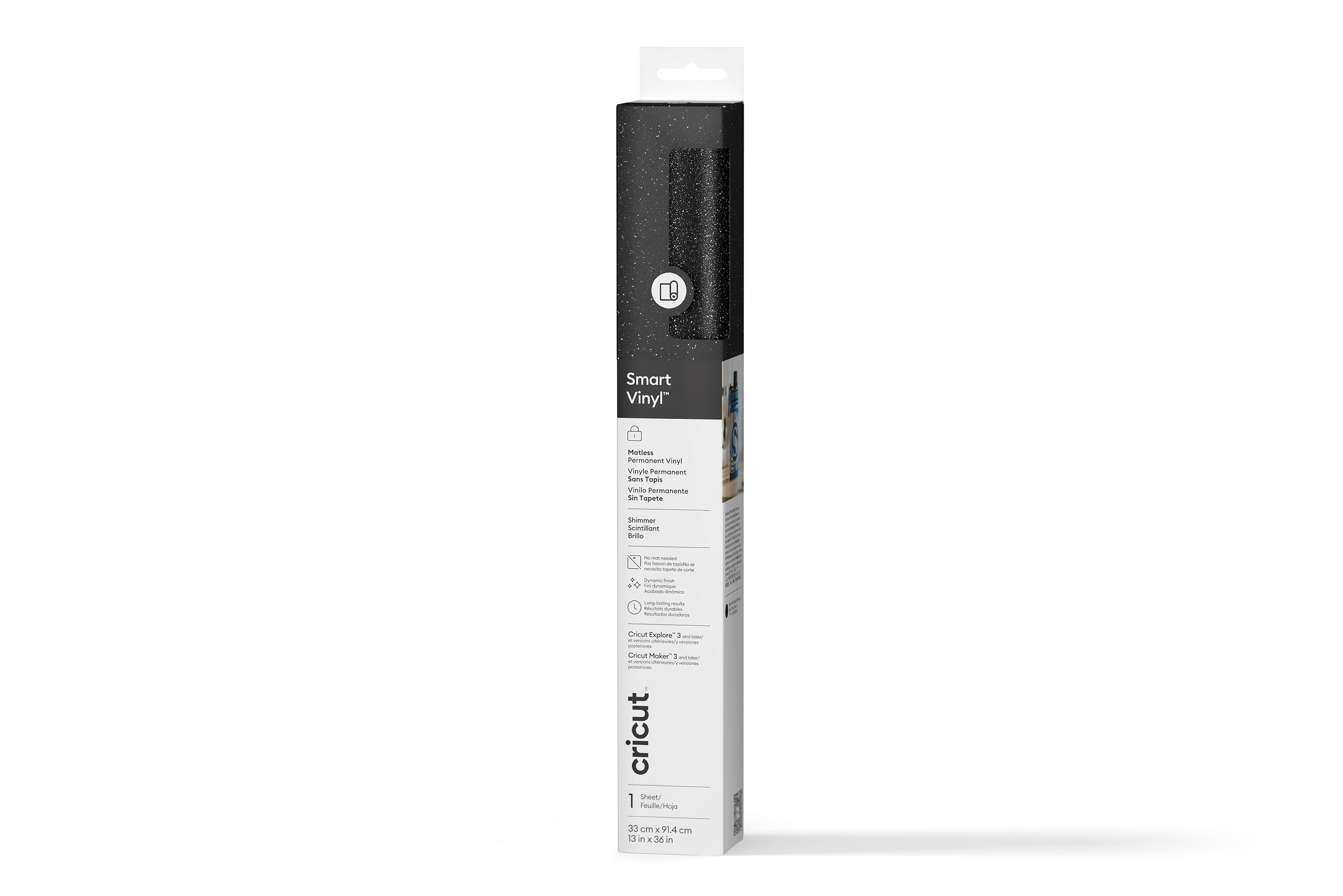 Smart Vinyl™ Shimmer Matless Permanent Vinyl (3 ft) - Black | Cricut Shop