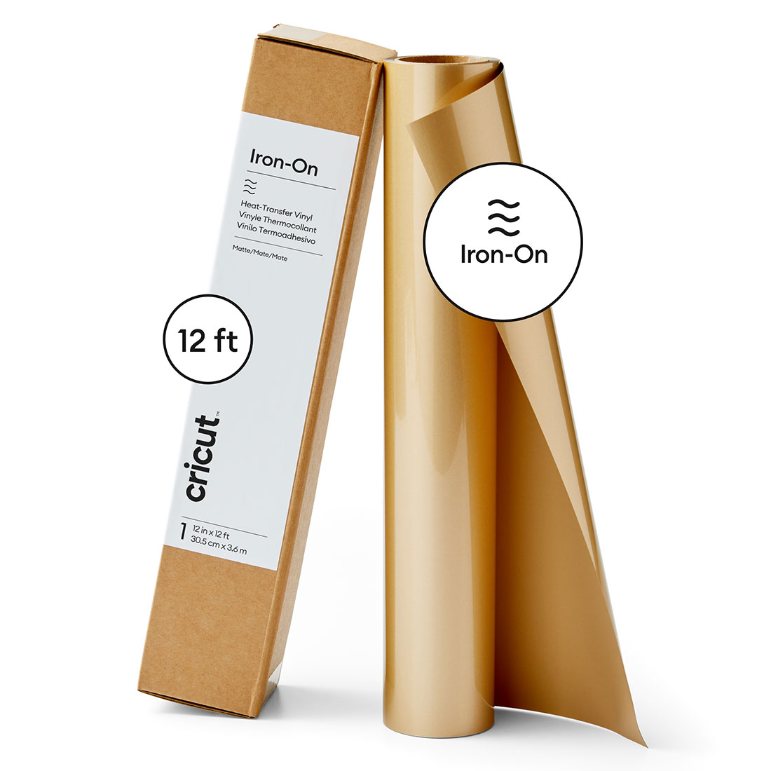 Gold Cricut 12 ft Iron-On Heat Transfer Vinyl (HTV)