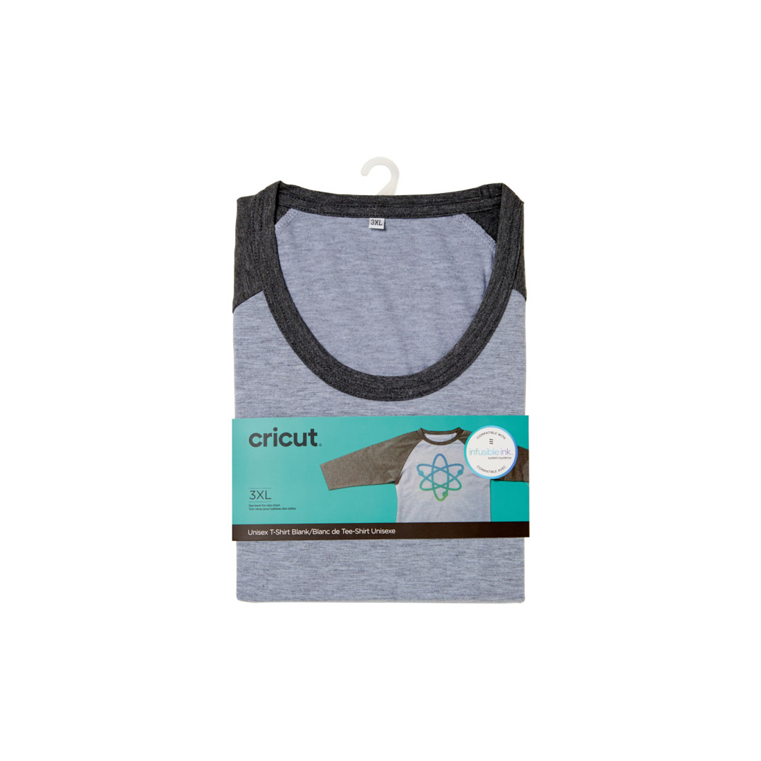 Cricut Blank Raglan Adult T-Shirt in Dark/Light Heathered Gray